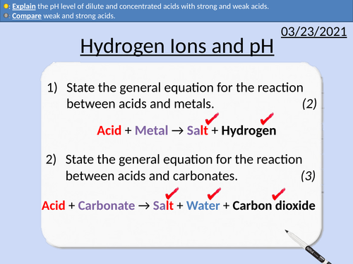 GCSE Chemistry: Hydrogen Ions and pH | Teaching Resources
