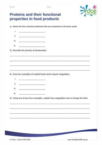 Functional Properties of Food - Protein | Teaching Resources
