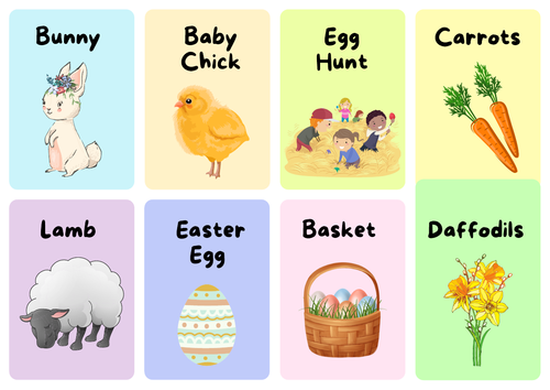 24X PDF Easter Themed Flash Cards / Charades / Match a Pair Games. Fun ...