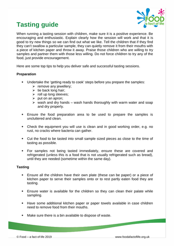 Sensory Work With Food - Tasting Guide | Teaching Resources