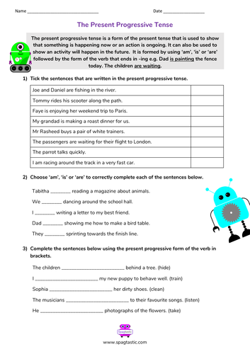 Present progressive tense | Teaching Resources