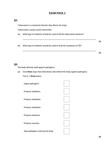 Communicable and Non-Communicable Diseases Exam Pack | Teaching Resources