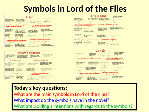 Symbols in Lord of the Flies aimed at grades 7 to 9 | Teaching Resources