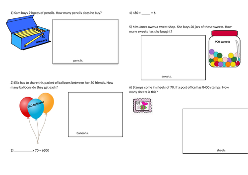 Multiplication and division by multiples of 10 word problems | Teaching ...