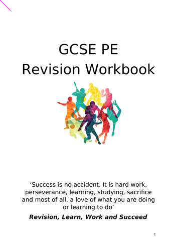 Gcse Pe Revision Booklet Teaching Resources