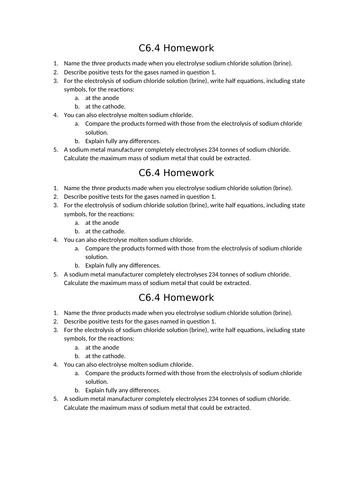 AQA GCSE Chemistry (9-1) - C6.4 Electrolysis of aqueous solutions ... AQA GCSE Chemistry (9-1) - C6.4 Electrolysis of aqueous solutions ...
