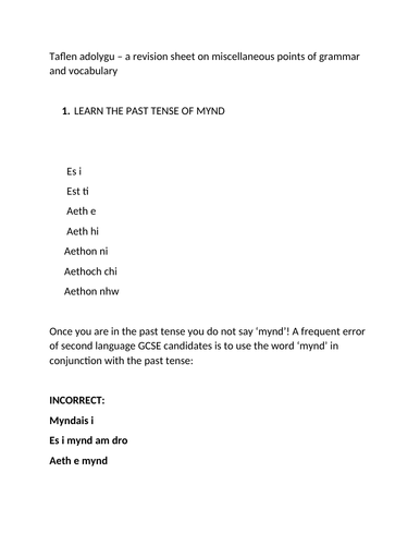 Learn these basic rules of Welsh; second language GCSE; recurring ...