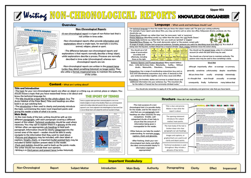 Writing Non-Chronological Reports - Upper KS2 Knowledge Organiser ...