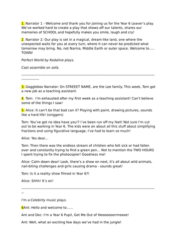 Gogglebox Year Six Leavers' Play | Teaching Resources