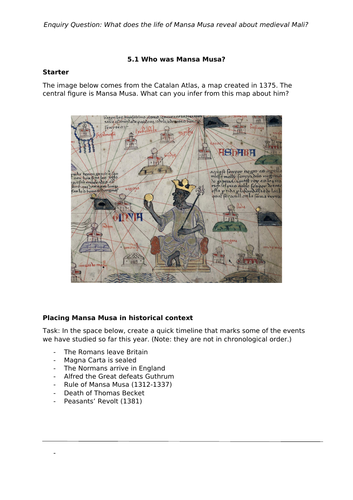 Mansa Musa - lesson 1 of 3 - FREE | Teaching Resources