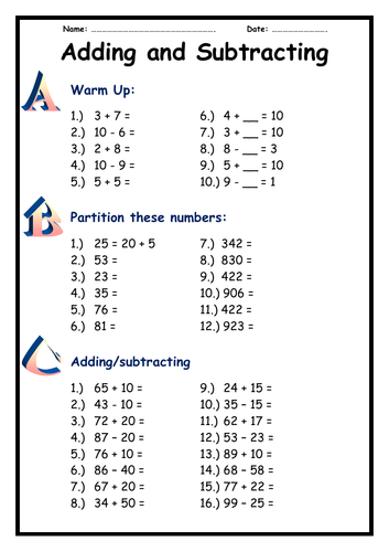 Year 2 - Adding and Subtracting - not crossing tens boundary | Teaching Resources