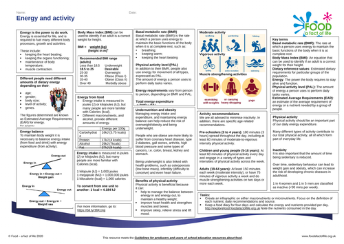Energy and activity Knowledge Organiser 14-16 years | Teaching Resources