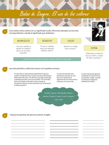Bodas de sangre - the use of colours | Teaching Resources