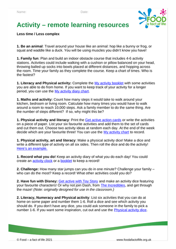 Remote learning resources for activity | Teaching Resources Remote learning resources for activity | Teaching Resources