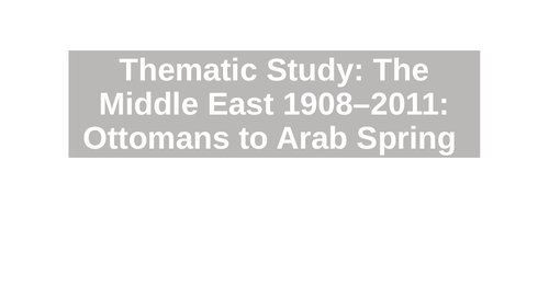 Introduction to the Middle East (Y321) | Teaching Resources