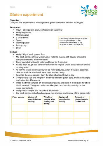 Gluten experiment | Teaching Resources