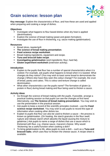 Grain science lesson plan | Teaching Resources