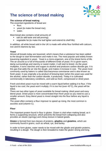 The science of bread making teacher's guide | Teaching Resources