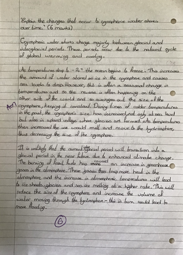 Example Water and Carbon 6 marker | Teaching Resources