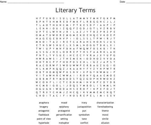 50 Common Literary Terms Word Search