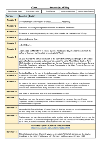 VE Day Assembly | Teaching Resources