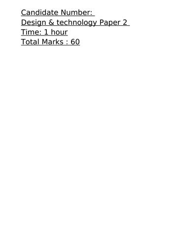 EDEXCEL Design & Technology GCSE Mock Exam TIMBERS | Teaching Resources EDEXCEL Design & Technology GCSE Mock Exam TIMBERS | Teaching Resources