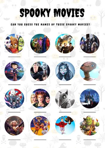 Halloween Spooky Kid's Movies Quiz Sheet and Answers. Lesson Filler ...