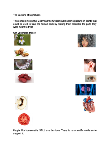 Medicine/Health Doctrine of Signatures | Teaching Resources