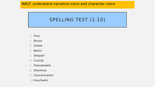 The Boy in The Striped Pyjamas - Chapter 10 | Teaching Resources