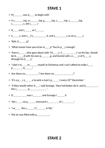 A Christmas Carol Quotes: fill in gaps (cloze task) | Teaching Resources