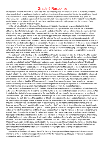 Macbeth Grade 9 response | Teaching Resources