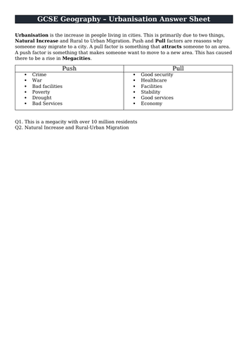 Urban Issues and Challenges - L1: Urbanisation GCSE AQA Geography ...
