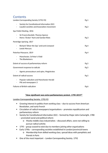 Edexcel A-Level History Protest, Agitation and Parliamentary Reform in ...