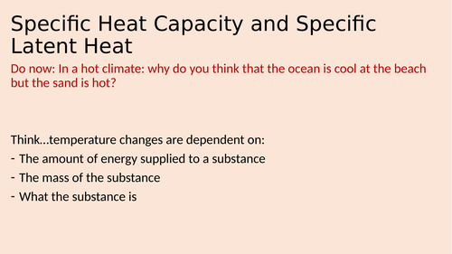GCSE Physics Specific Heat Capacity and Specific Latent Heat | Teaching ...