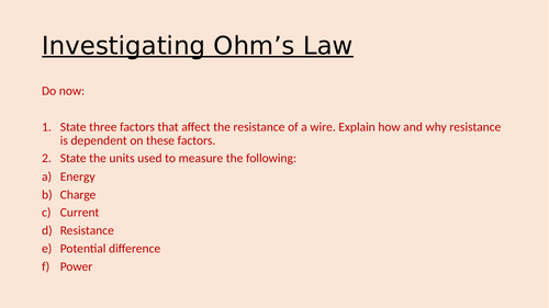 GCSE Physics Investigating Ohm's Law and IV Curves | Teaching Resources