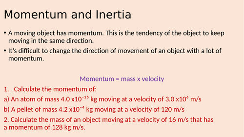GCSE Physics Momentum and Inertia | Teaching Resources