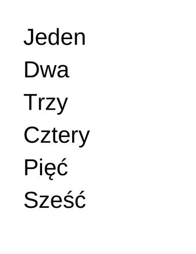 Beginners Polish numbers 1-10 bold print wall chart | Teaching Resources