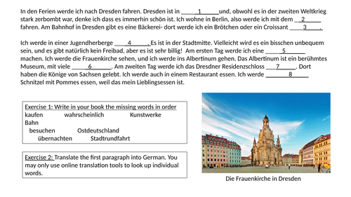 GCSE German Tourismus Homework | Teaching Resources