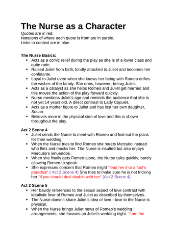 Romeo And Juliet Nurse Quotes