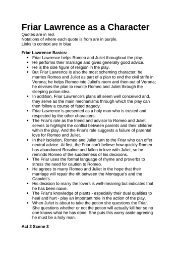 Character Analysis of the Friar in Romeo and Juliet | Teaching Resources