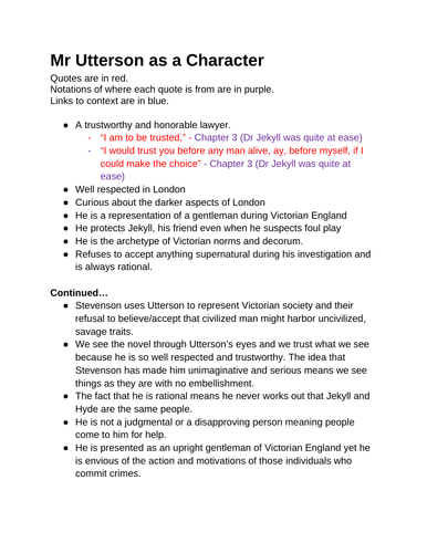 Character Analysis of Mr Utterson in Dr Jekyll and Mr Hyde | Teaching ... Character Analysis of Mr Utterson in Dr Jekyll and Mr Hyde | Teaching ...