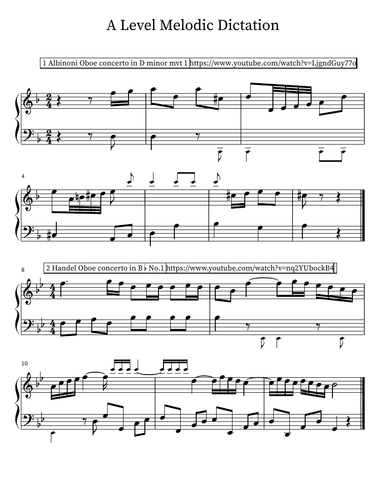 A level Melodic dictation | Teaching Resources