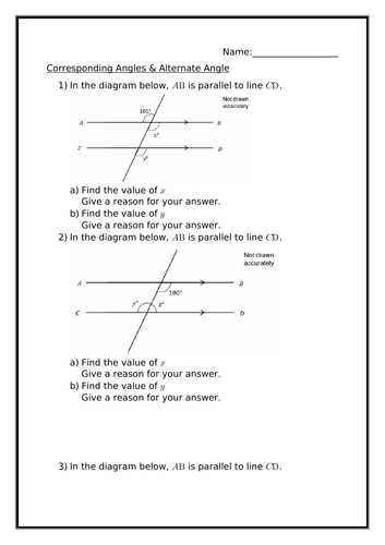 CORRESPONDING AND ALTERNATE ANGLES | Teaching Resources