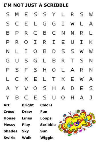 I'm Not Just A Scribble Word Search | Teaching Resources