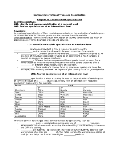 Igcse Economics Section 6 Teaching Resources