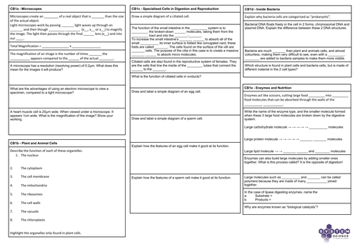 CB1 Revision Mat - CB1a to CB1h for Edexcel Combined Science | Teaching ...