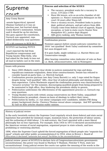 Supreme Court of the US information sheet | Teaching Resources