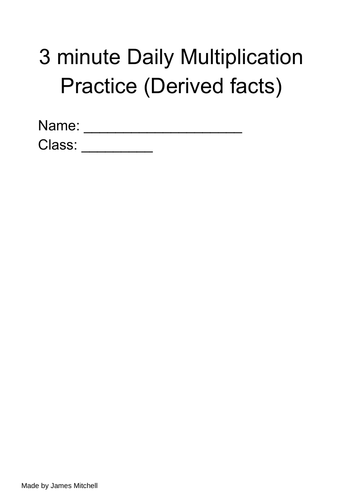 Multiplication fluency booklet - Derived facts | Teaching Resources