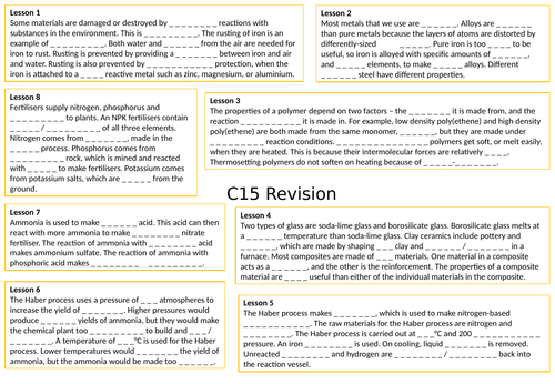 AQA GCSE Chemistry (9-1) C15 Using our resources - Gap fill mind map ...