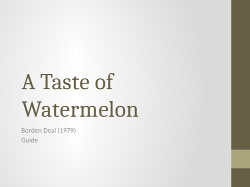 A Taste of Watermelon - IGCSE Literature | Teaching Resources